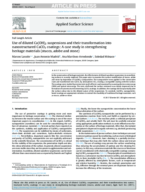 (PDF) Use of diluted Ca(OH) 2 suspensions and their transformation into ...