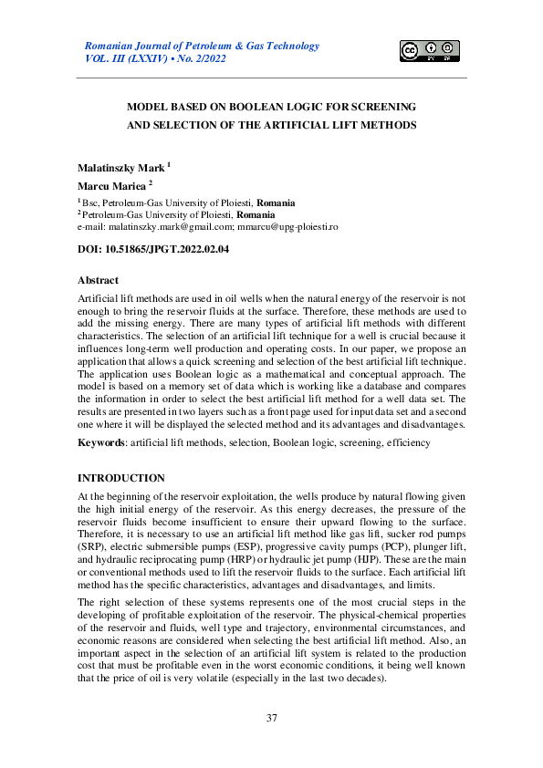 Pdf Model Based On Boolean Logic For Screening And Selection Of The