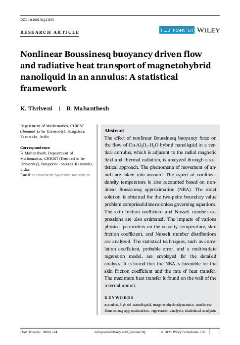 (PDF) Nonlinear Boussinesq buoyancy driven flow and radiative heat ...