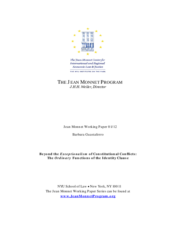 (PDF) The Jean Monnet Program Beyond the Exceptionalism of ...