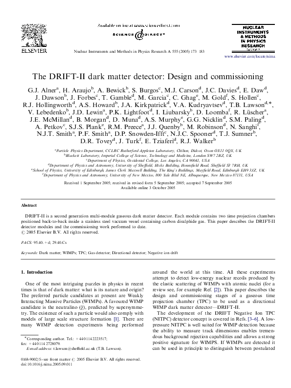 (PDF) The DRIFT-II dark matter detector: Design and commissioning