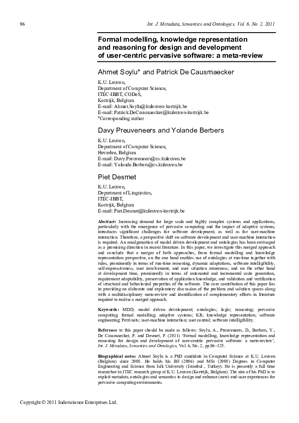 (PDF) Formal modelling, knowledge representation and reasoning for design and development of ...