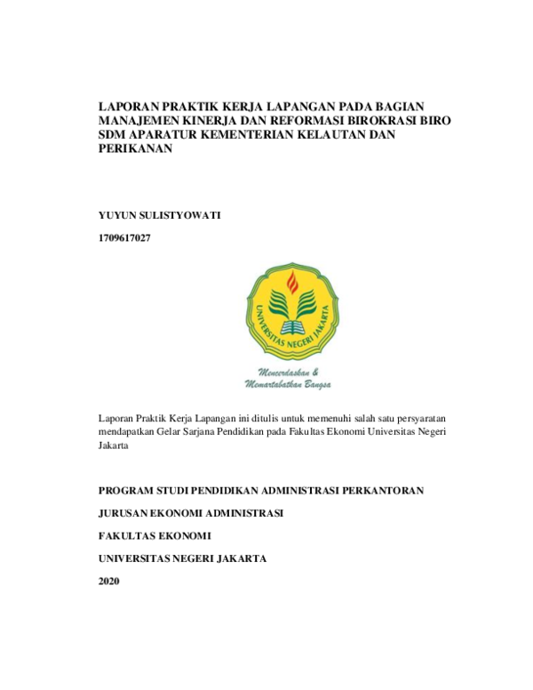 (PDF) Laporan Praktik Kerja Lapangan Pada Bagian Manajemen Kinerja Dan Reformasi Birokrasi Biro ...