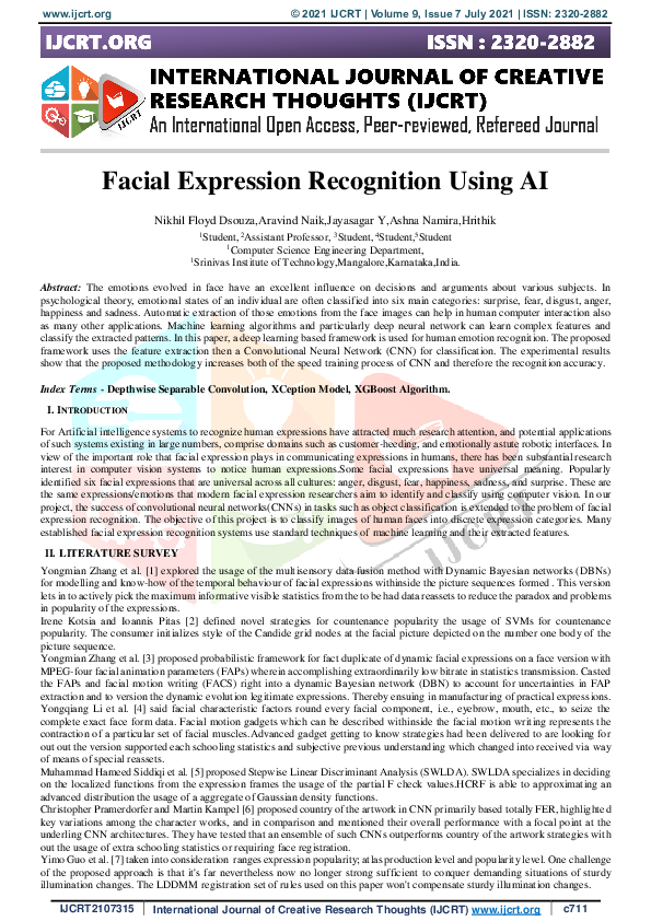 (PDF) Facial Expression Recognition Using AI
