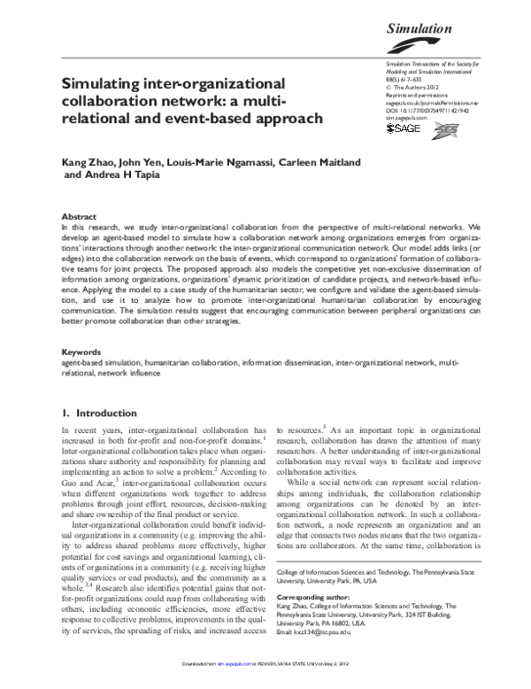 (PDF) Simulating inter-organizational collaboration network: a multi-relational and event-based ...