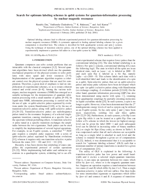 (PDF) Search for optimum labeling schemes in qubit systems for quantum-information processing by ...