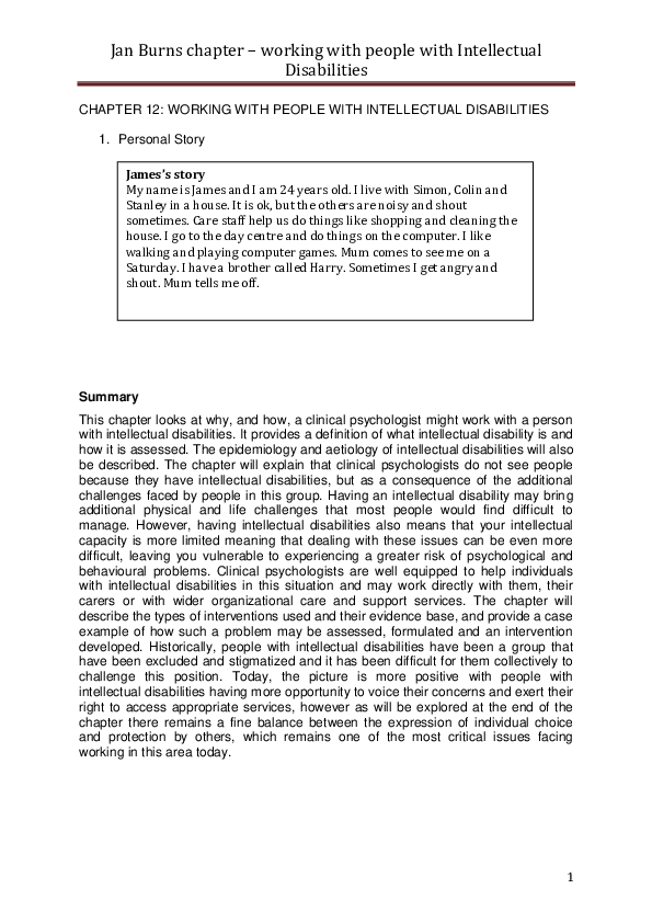 (PDF) Psychological Approaches for Intellectual Disabilities