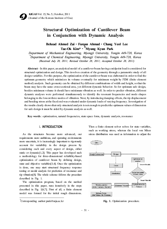 (PDF) Structural Optimization of Cantilever Beam in Conjunction with Dynamic Analysis