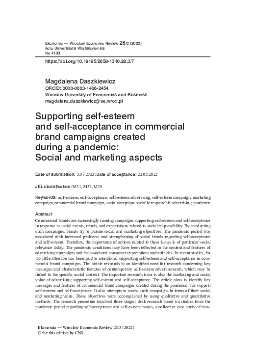 (PDF) Supporting self-esteem and self-acceptance in commercial brand ...