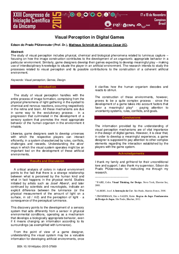 (PDF) Visual Perception in Digital Games
