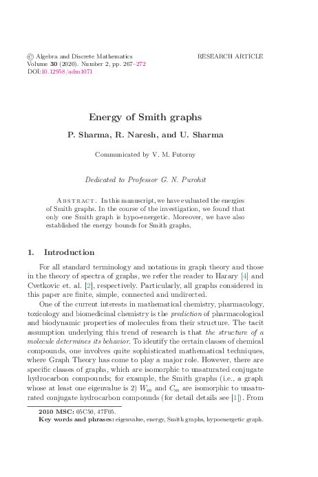 (PDF) Energy of Smith graphs