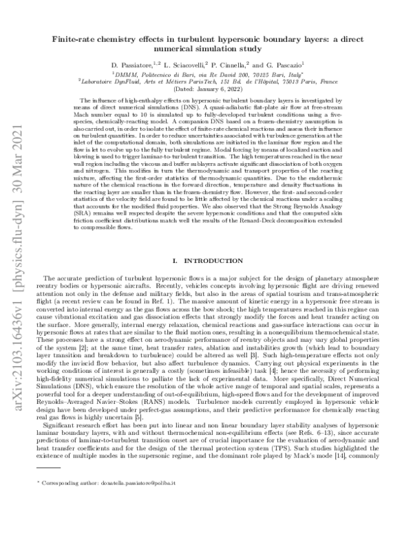 (PDF) Finite-rate chemistry effects in turbulent hypersonic boundary ...