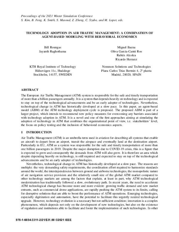 (PDF) Technology Adoption in Air Traffic Management: A Combination of ...
