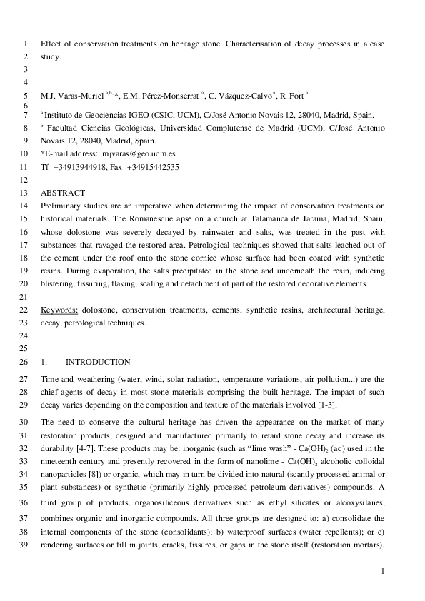 (PDF) Effect of conservation treatments on heritage stone ...