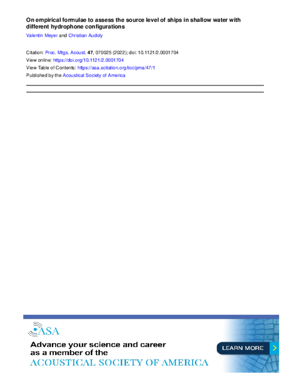 (PDF) On empirical formulae to assess the source level of ships in ...