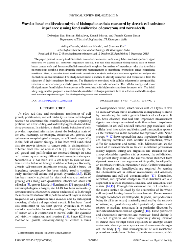 (PDF) Wavelet-based multiscale analysis of bioimpedance data measured by electric cell-substrate ...