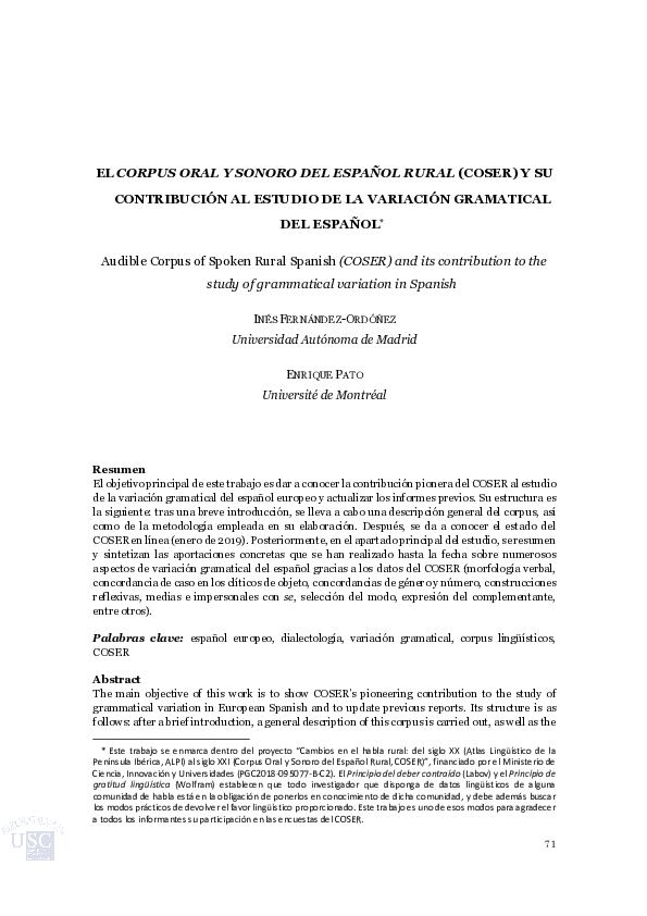 (PDF) (2020): Fernández-Ordóñez, Inés y Enrique Pato (2020): “El COSER ...