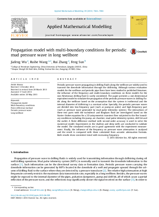 (PDF) Propagation model with multi-boundary conditions for periodic mud pressure wave in long ...