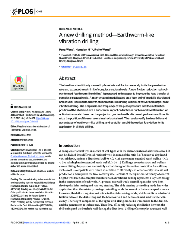 (PDF) A new drilling method-Earthworm-like vibration drilling
