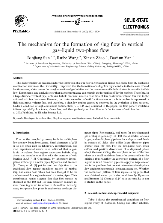 (PDF) The mechanism for the formation of slug flow in vertical gas–liquid two-phase flow