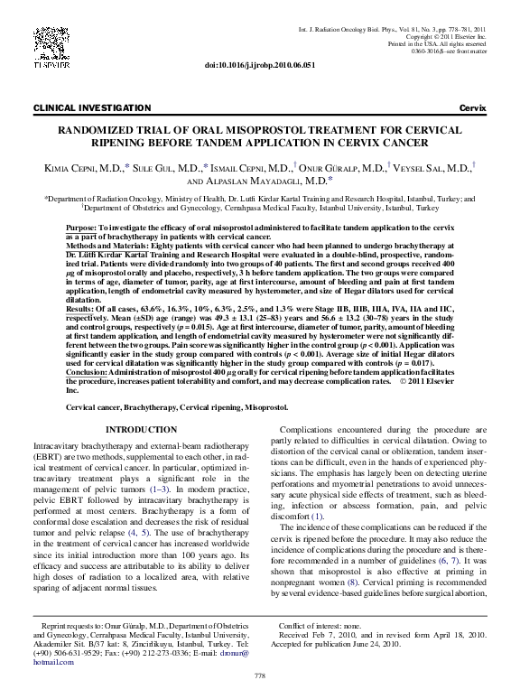 (PDF) Randomized Trial of Oral Misoprostol Treatment for Cervical ...