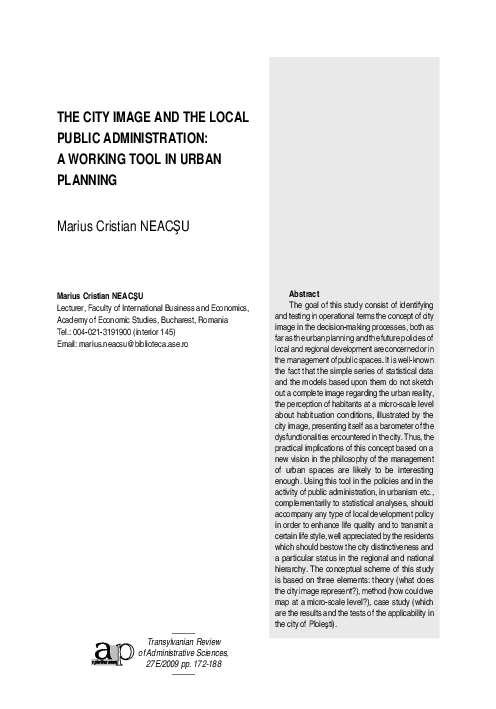 (PDF) The City Image and the Local Public Administration: A Working ...