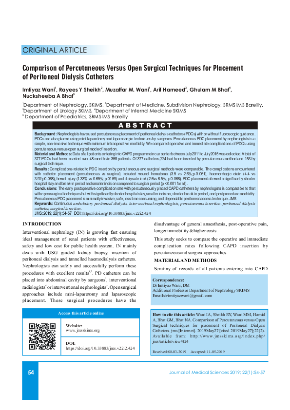 (PDF) Comparison of Percutaneous versus Open Surgical techniques for ...