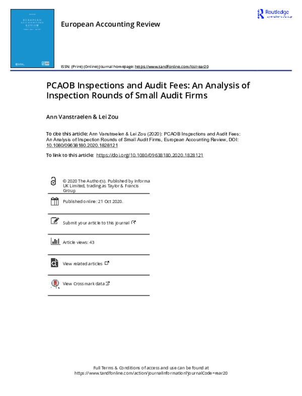 (PDF) PCAOB Inspections and Audit Fees: An Analysis of Inspection ...