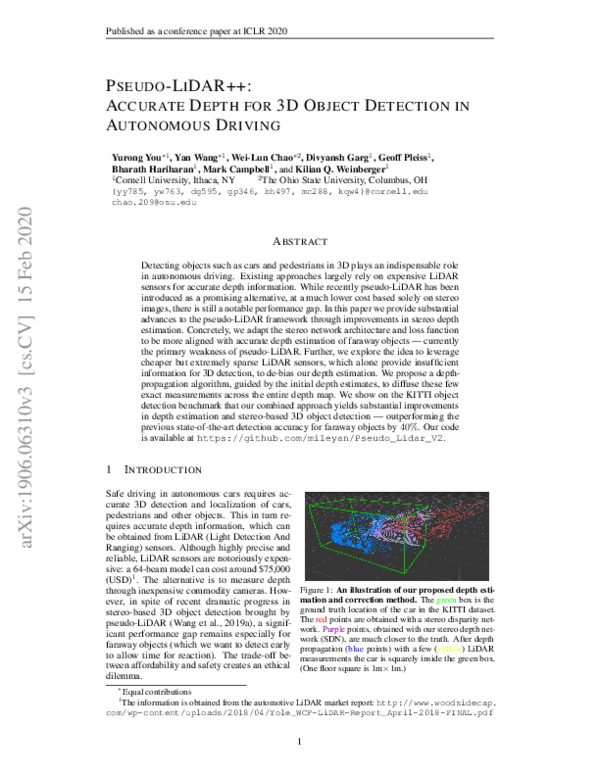 Pdf Pseudo Lidar Accurate Depth For 3d Object Detection In