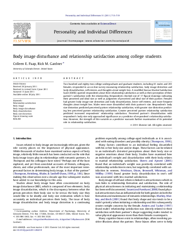 (PDF) Body image disturbance and relationship satisfaction among ...