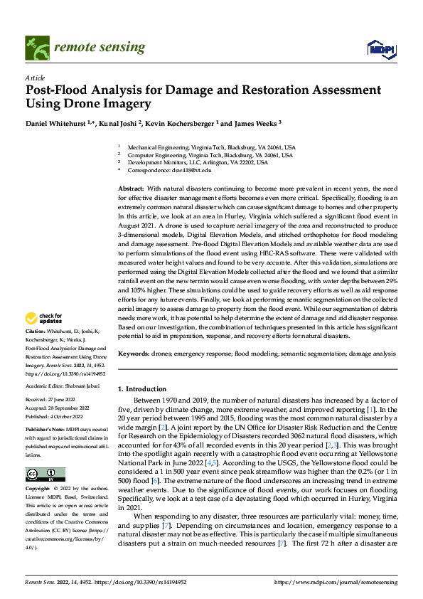 (PDF) Post-Flood Analysis for Damage and Restoration Assessment Using ...