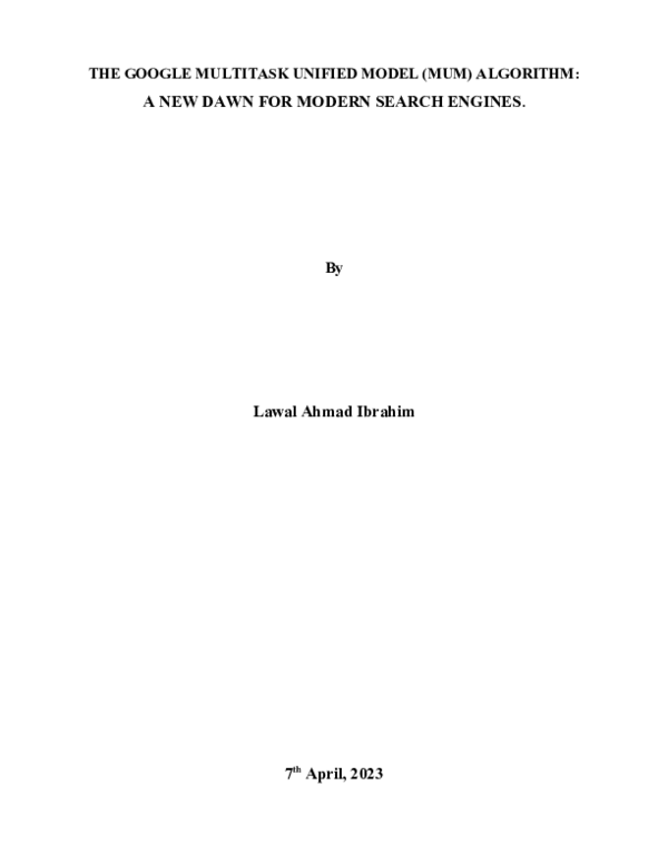 (DOC) SEMINAR REPORT ON GOOGLE MULTITASK UNIFIED MODEL (MUM) ALGORITHM ...