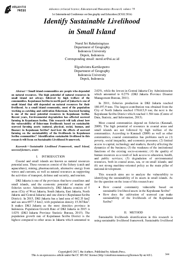 (PDF) Identify Sustainable Livelihood in Small Island