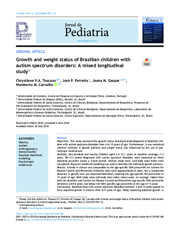(PDF) Growth and weight status of Brazilian children with autism ...