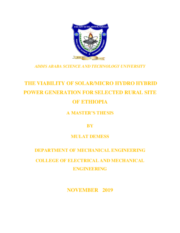 (PDF) The Viability of Solar/Micro Hydro Hybrid Power Generation for ...