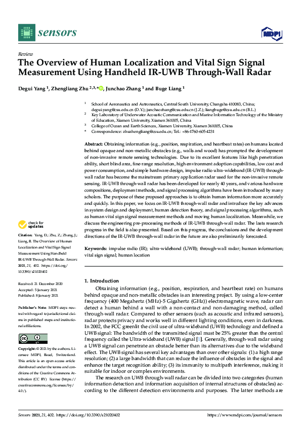 (PDF) The Overview of Human Localization and Vital Sign Signal Measurement Using Handheld IR-UWB ...