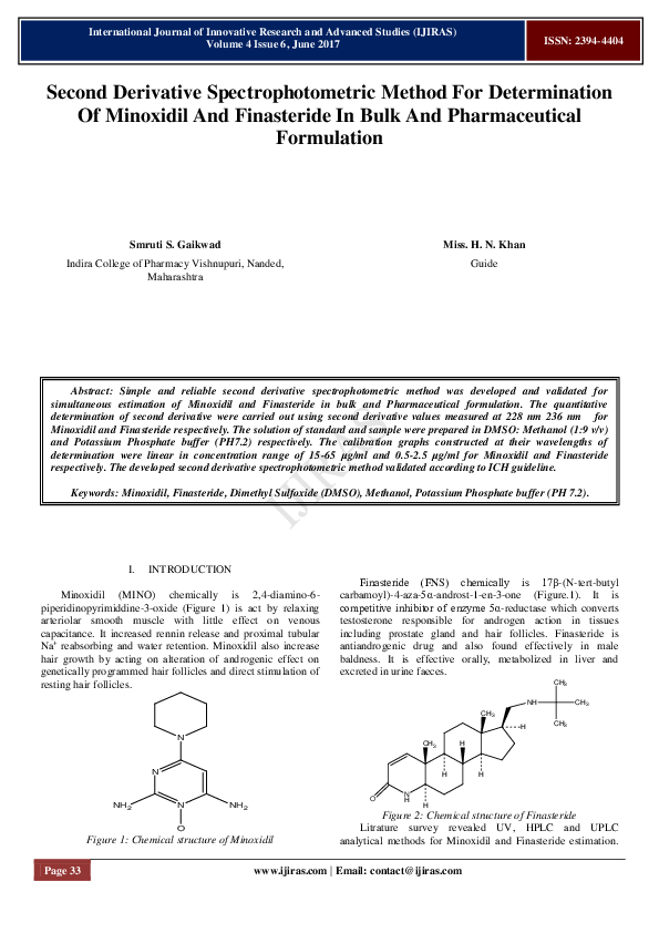 Pdf Second Derivative Spectrophotometric Method For Determination Of