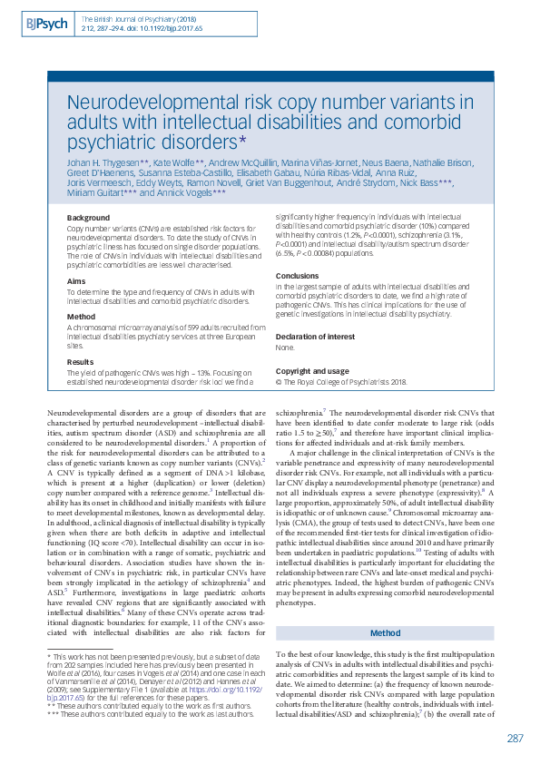 (PDF) Neurodevelopmental risk copy number variants in adults with intellectual disabilities and ...