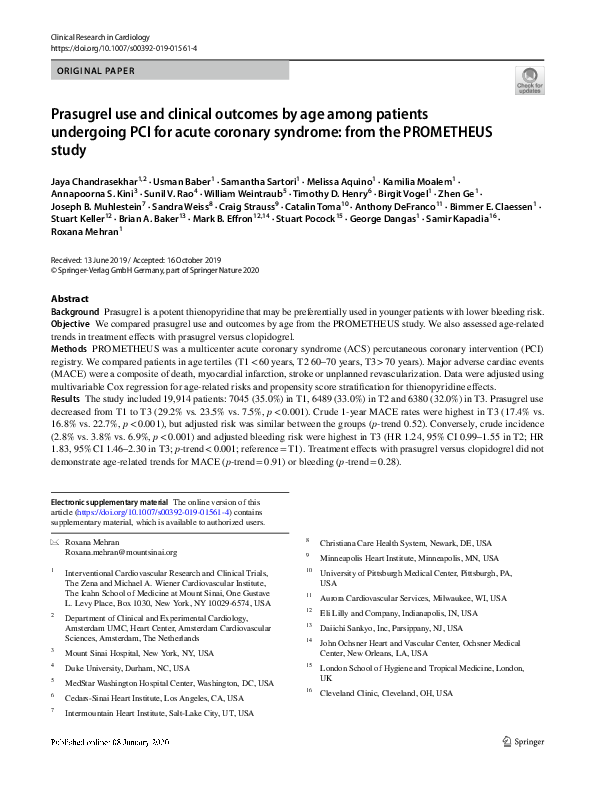 (PDF) Prasugrel use and clinical outcomes by age among patients ...