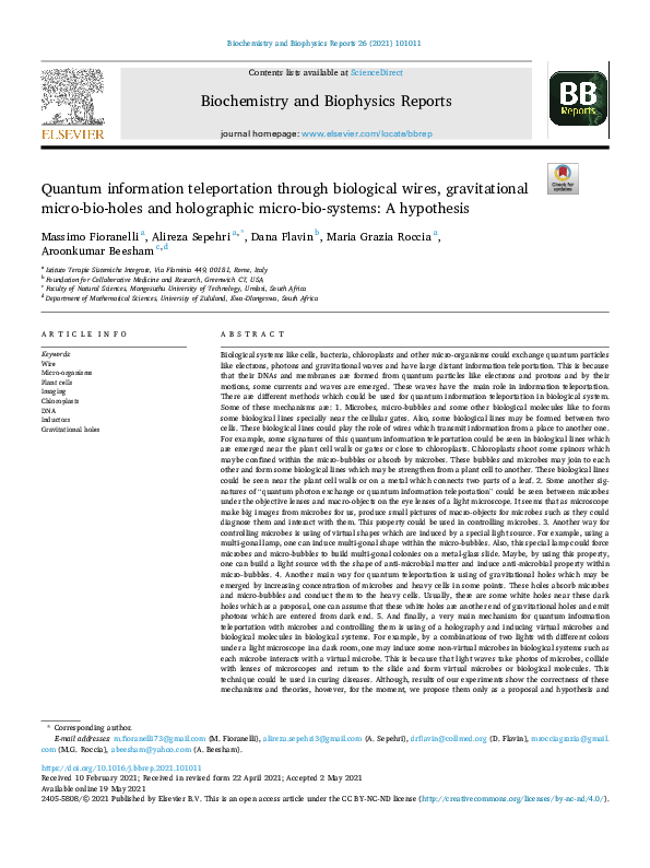 (PDF) Quantum information teleportation through biological wires ...