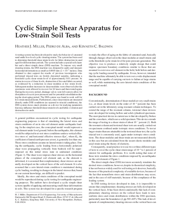 (PDF) Cyclic Simple Shear Apparatus for Low-Strain Soil Tests