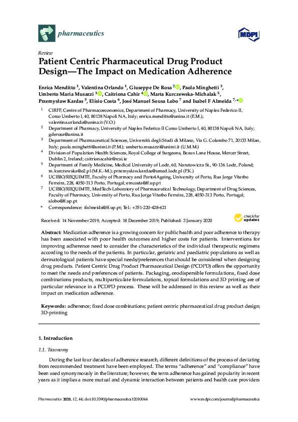 (PDF) Patient Centric Pharmaceutical Drug Product Design—The Impact on ...
