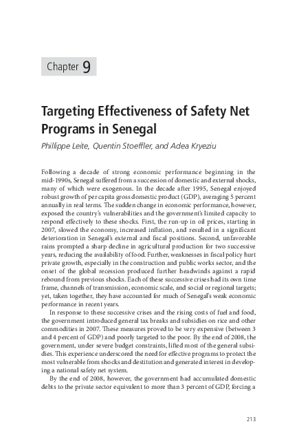 (PDF) Targeting Effectiveness of Safety Net Programs in Senegal