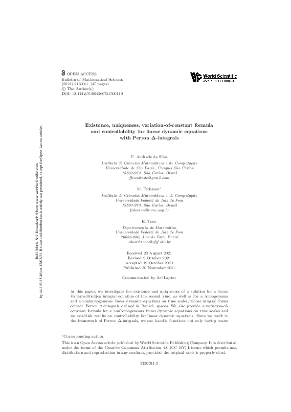 (PDF) Existence, uniqueness, variation-of-constant formula and ...