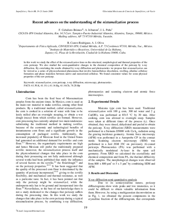 (PDF) Recent advances on the understanding of the nixtamalization process