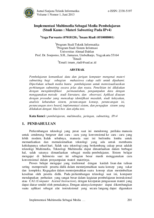 (PDF) Implementasi Multimedia Sebagai Media Pembelajaran (Studi Kasus ...