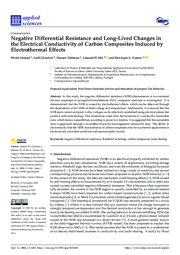 (PDF) Negative Differential Resistance and Long-Lived Changes in the ...
