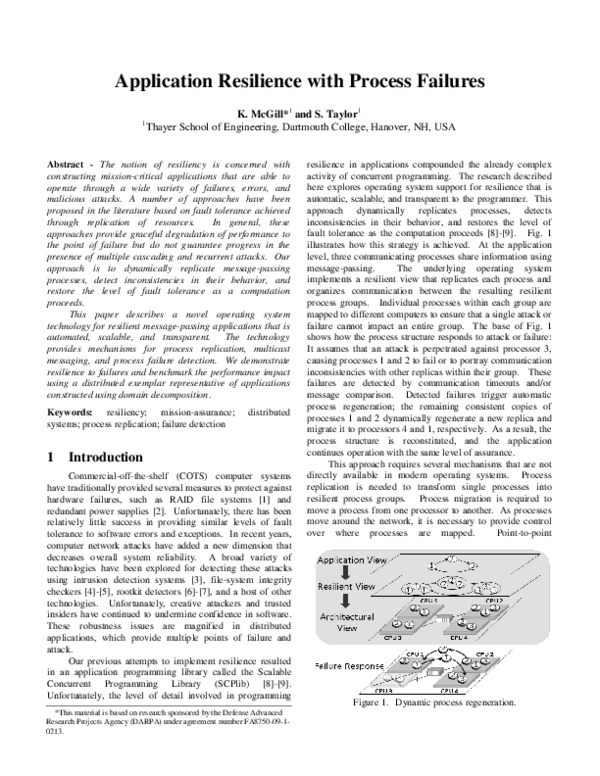 (PDF) Application Resilience with Process Failures