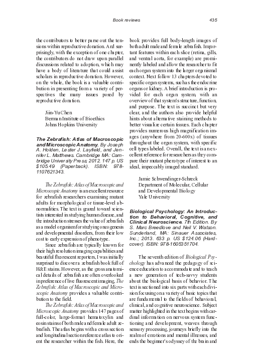 (PDF) The Zebrafish: Atlas of Macroscopic and Microscopic Anatomy . By ...