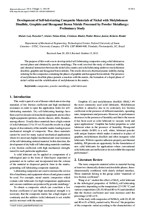 (PDF) Development of self-lubricating composite materials of nickel with molybdenum disulfide ...